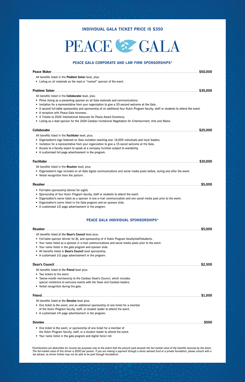 Kukin Program Peace Gala | Cardozo Law